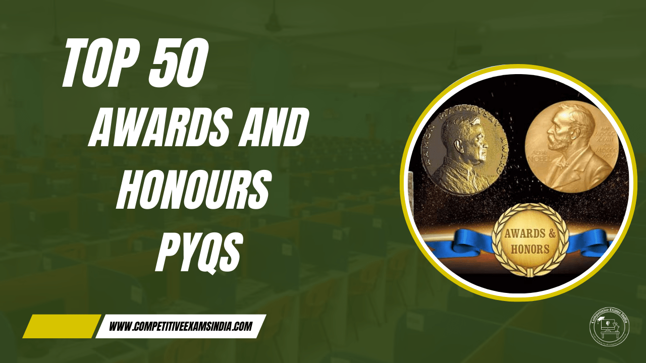 Top 50 Awards and Honours PYQs | Static GK MCQs Online Quiz