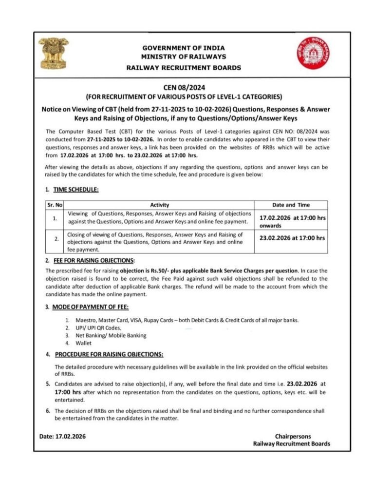 RRB Group D 2026 Answer Key – Check Official Response Sheet & Raise ...