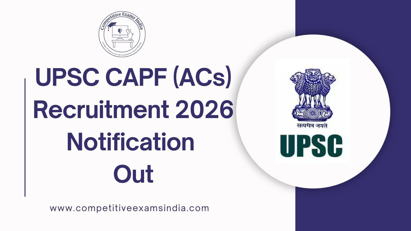 UPSC CAPF (ACs) Recruitment 2026 Notification Out, Eligibility, Exam ...