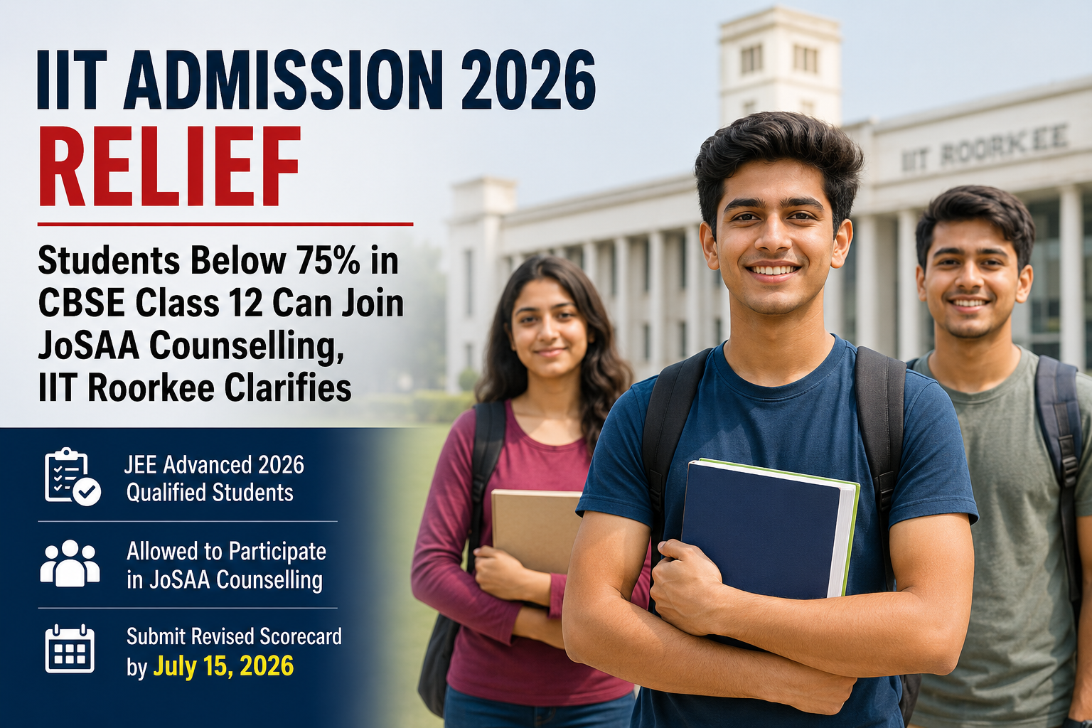 IIT Admission 2026 Relief: Students Below 75% in CBSE Class 12 Can Join ...